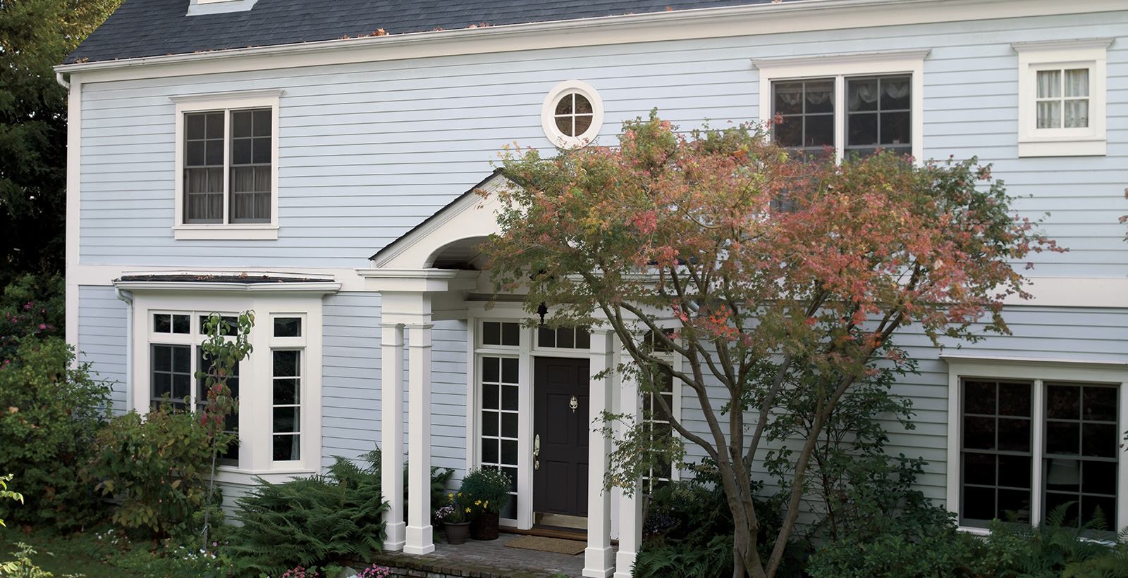 Blue Colonial Home Exterior | Colonial House Exterior Gallery | Behr