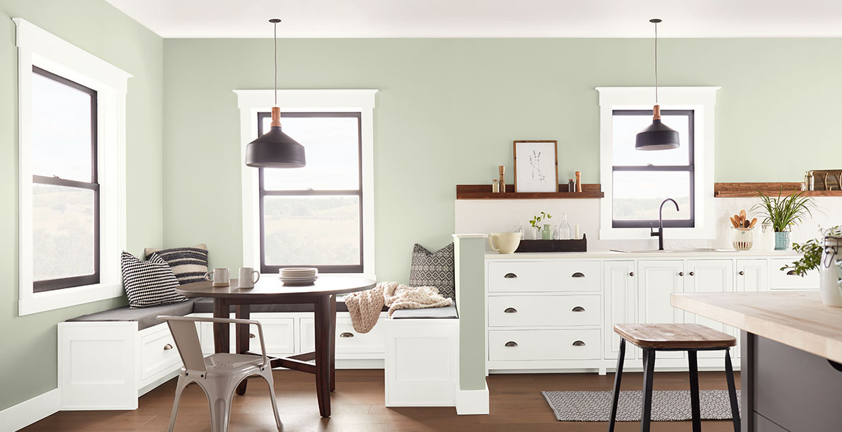 Cocina Relajante Verde | Cocina Casual, Acogedora y Acogedora | Behr